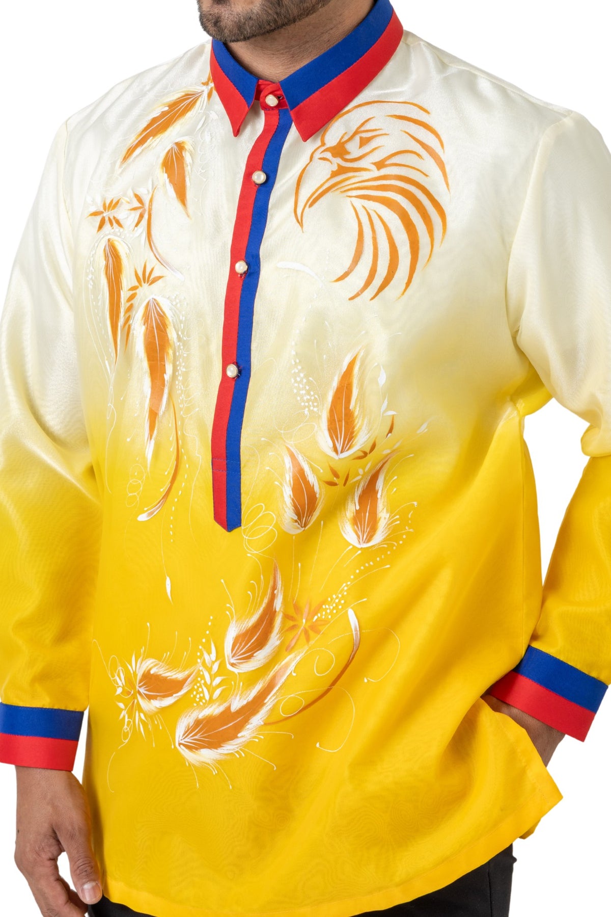 MO50 - Organza Painting Barong Tagalog with Lining Agila – BARONG WAREHOUSE