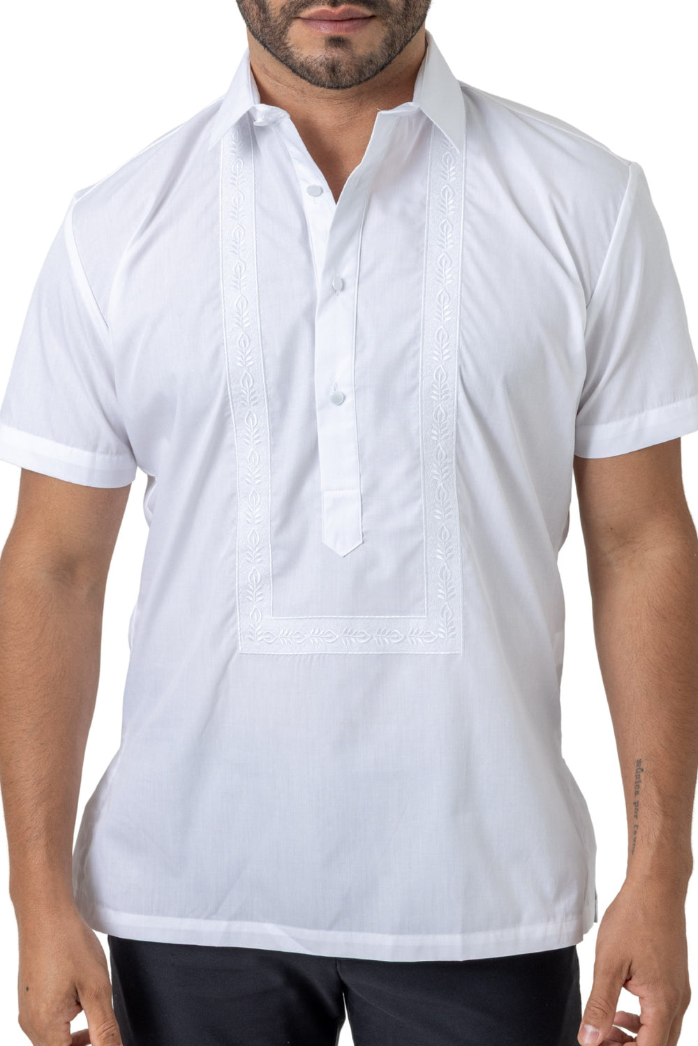 MY01 - Bihis Mayaman Polo Barong White – BARONG WAREHOUSE