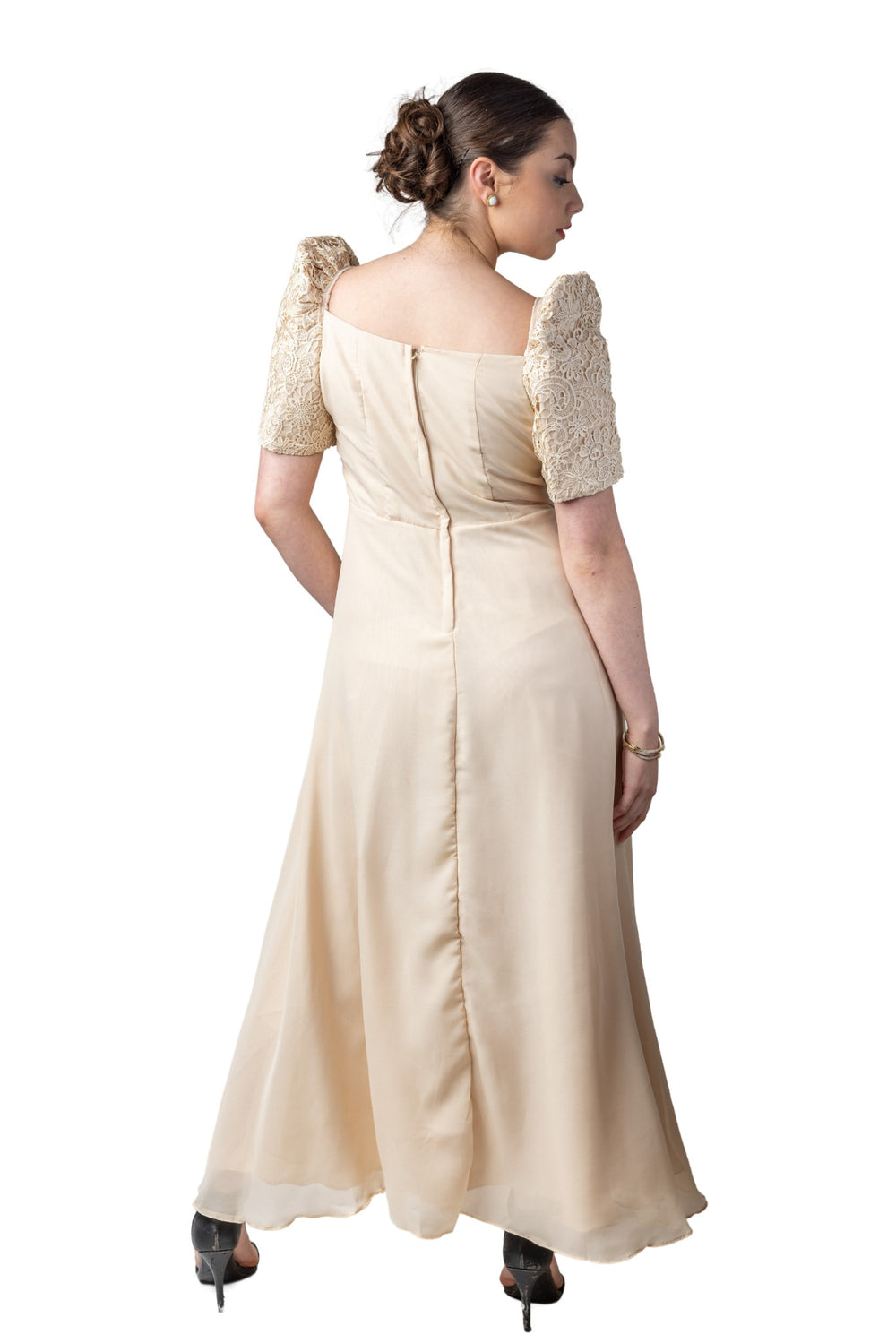 WD20 - Filipiniana Chiffon Gown Beige – BARONG WAREHOUSE