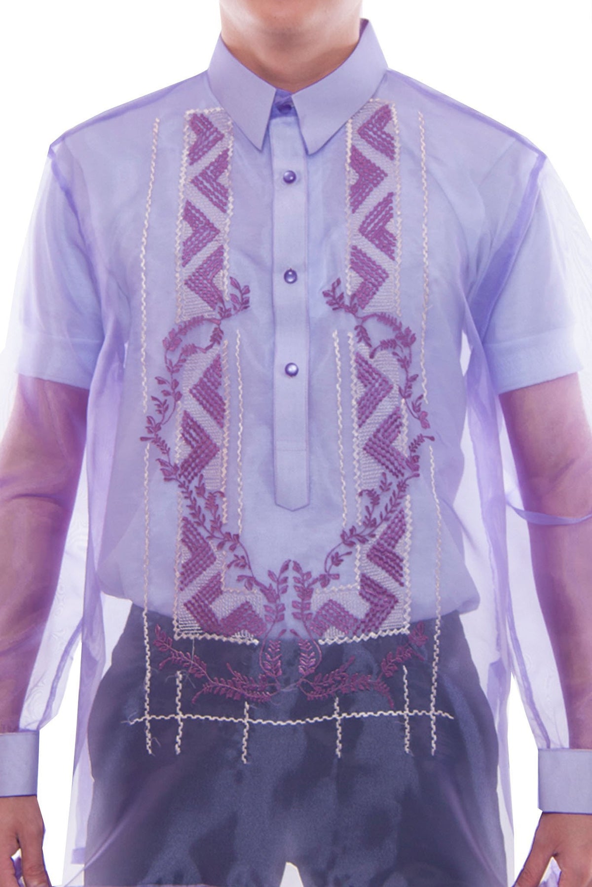 MO18 - Organza Barong Tagalog Purple – BARONG WAREHOUSE