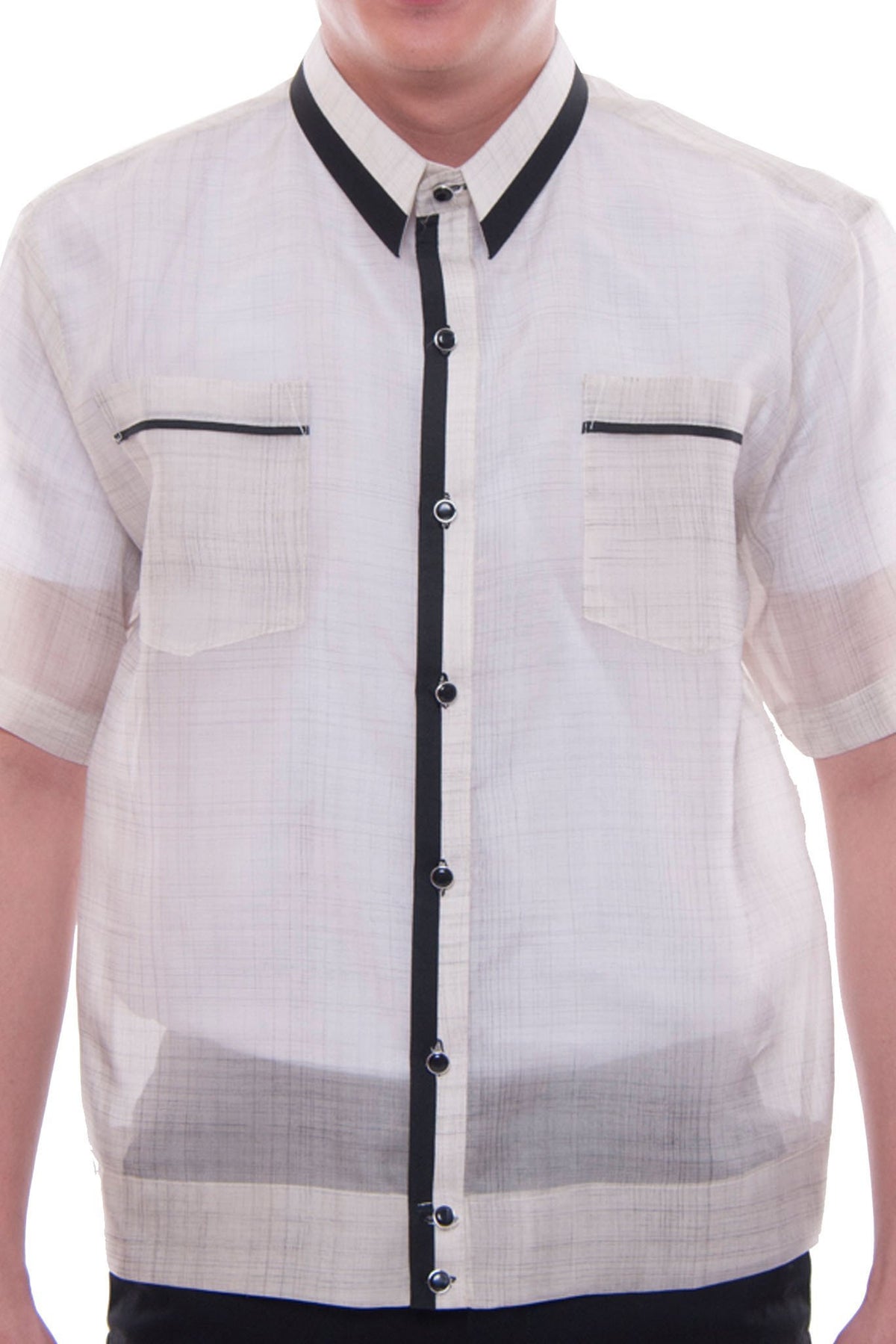 MJ39 - MADE-TO-ORDER - Jusi Pina Barong Tagalog Polo Jack Black
