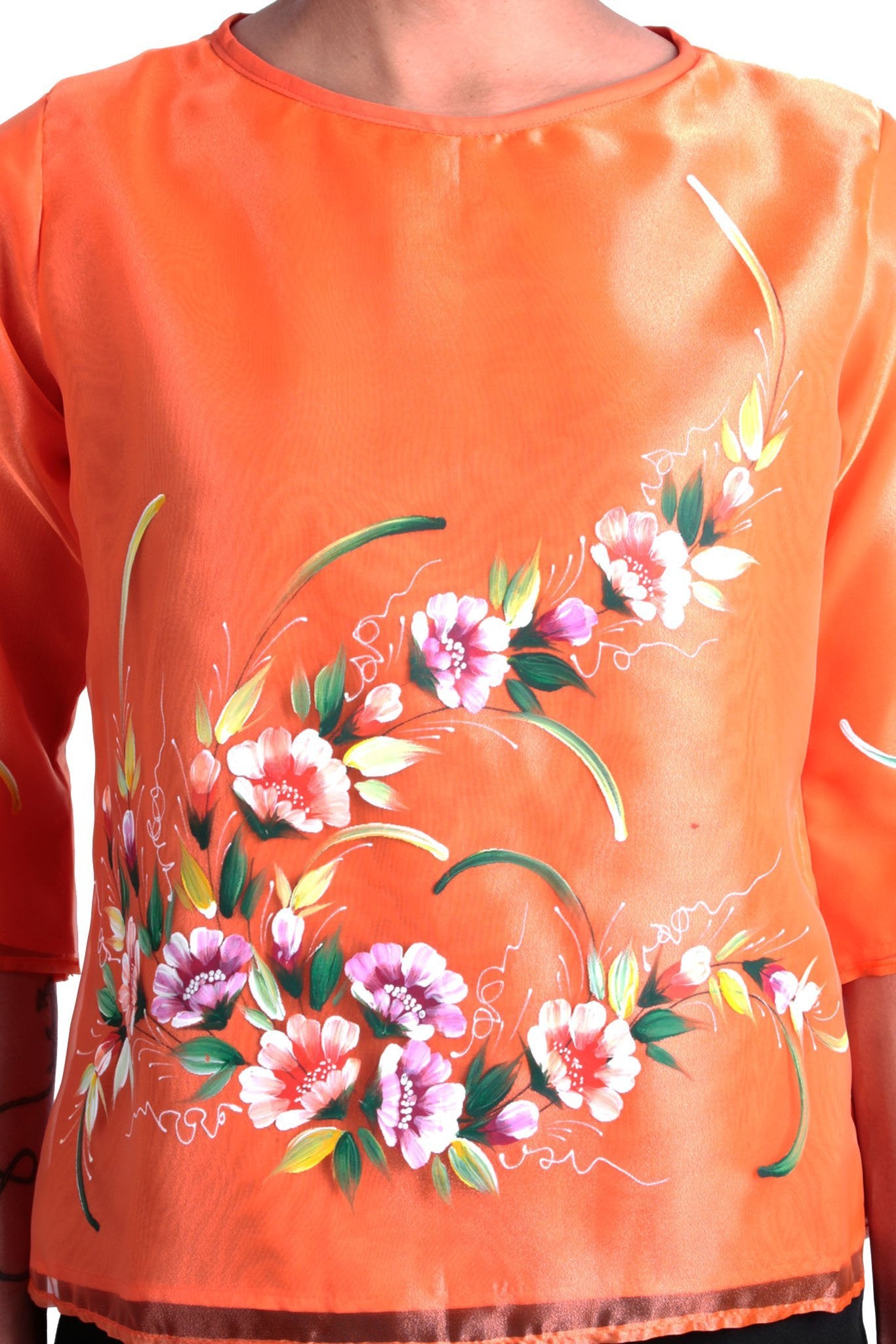 WK19 - MADE-TO-ORDER - Round Neck Kimona Orange - Filipiniana