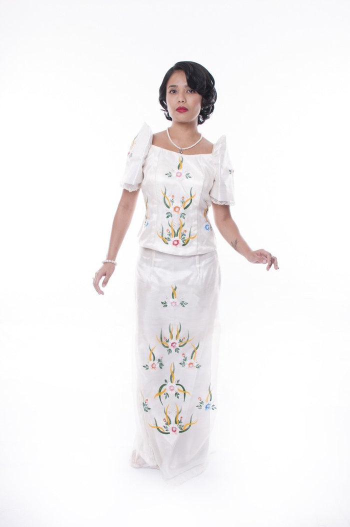 WS17 - MADE-TO-ORDER - Filipiniana Terno with Butterfly Sleeves ...