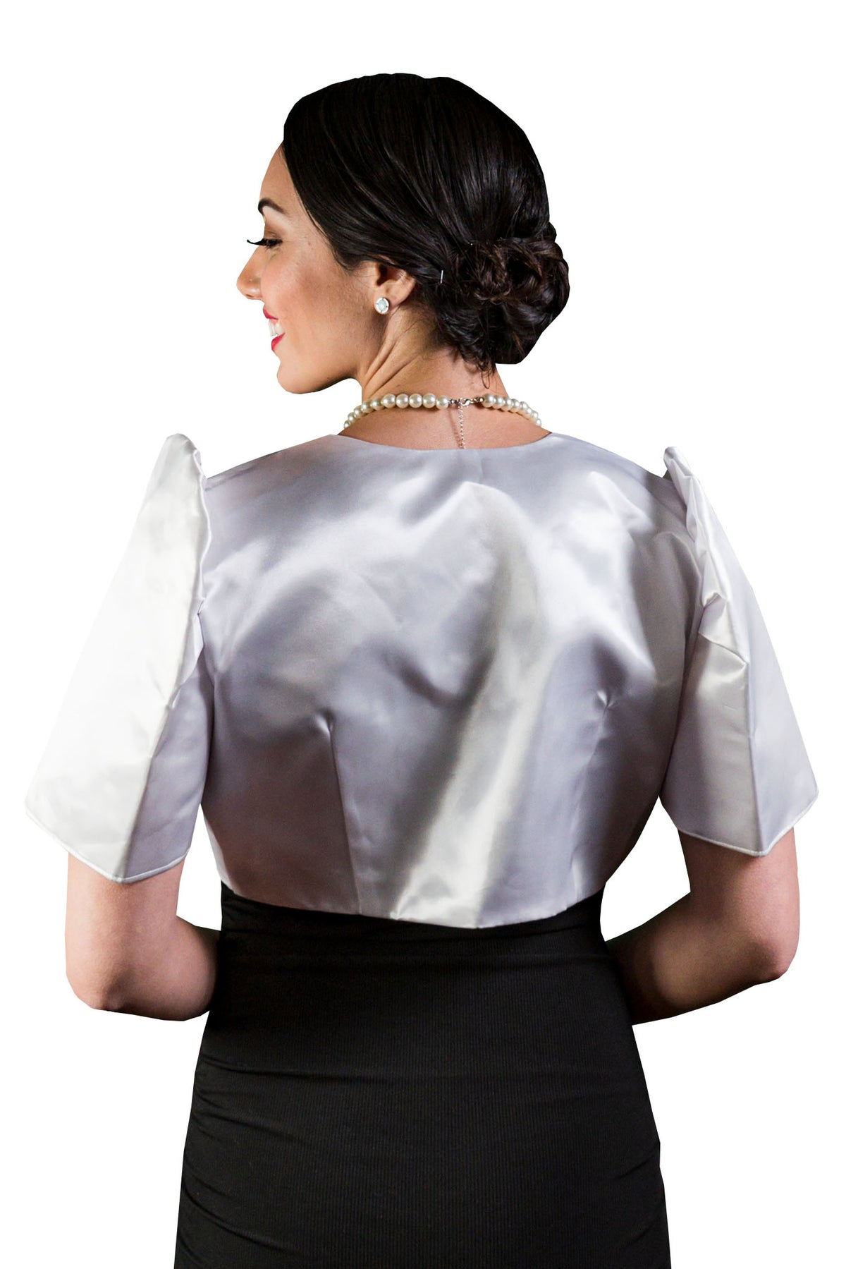 WR14 - Satin Bolero White - Filipiniana – BARONG WAREHOUSE